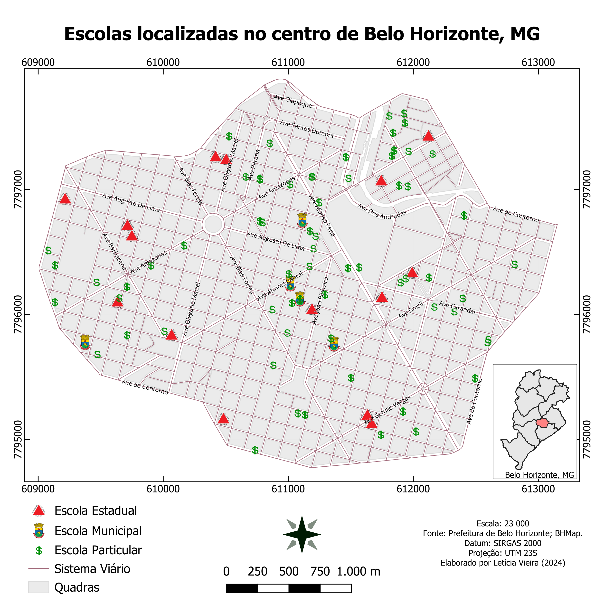 Escolas no centro de Belo Horizonte, MG | Spatialnode
